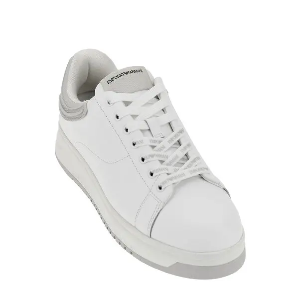 Emporio Armani Leather Sneakers With Embossed Eagle Logo