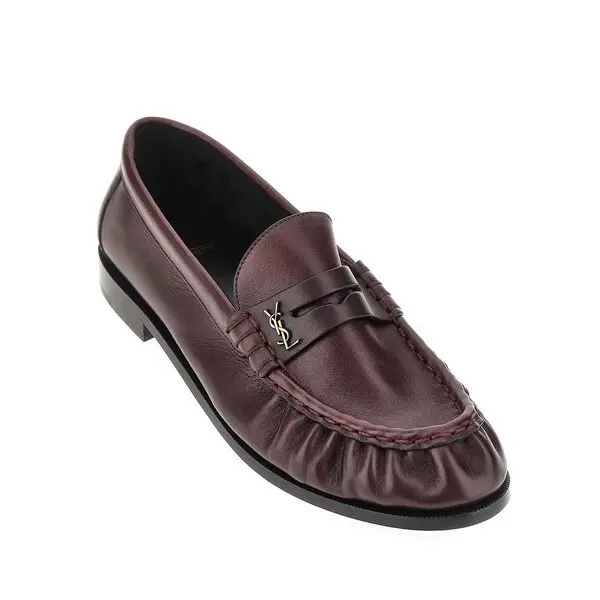 Saint Laurent Leather Loafers With Cassandre Logo