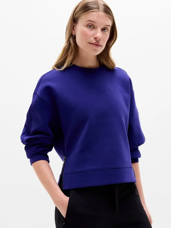 Athleta Crewneck Sweatshirt With Side Zipper Detail - Mystic