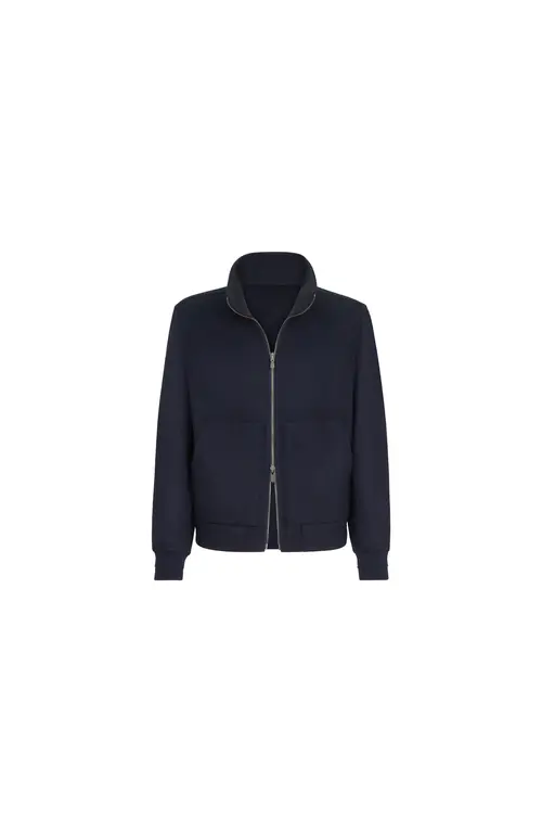 Brunello Cucinelli Hand-crafted Reversible Bomber Jacket In Prince Of Wales Flannel Double Cloth