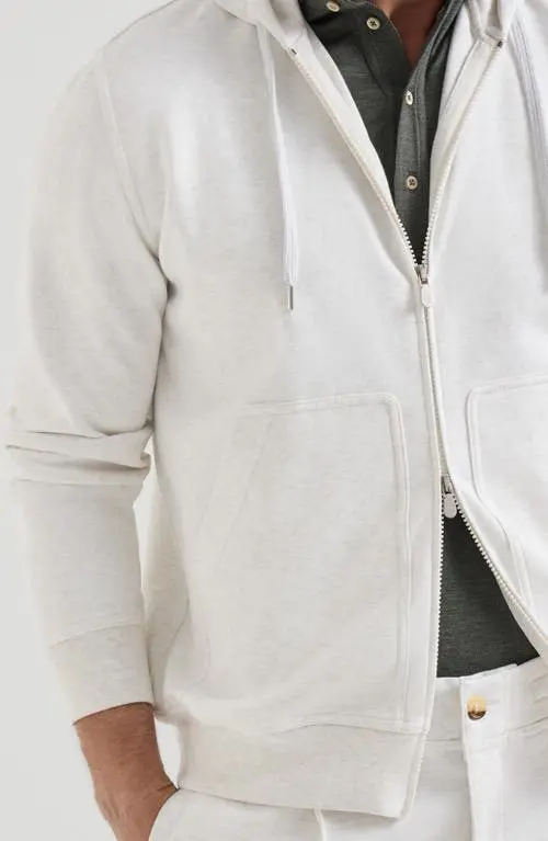 Brunello Cucinelli Techno Cotton French Terry Double Cloth Hooded Sweatshirt With Zipper - White
