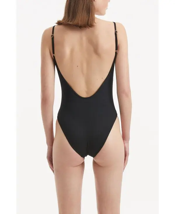 MOEVA Muriel One Piece Swimsuit With V-shape Detail And Shell Gold Buttons