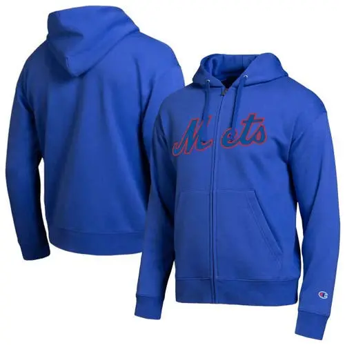 Champion New York Mets All-star Wordmark Full-zip Hoodie - Royal