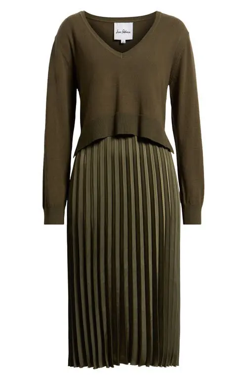 Sam Edelman Pleated Long Sleeve Midi Dress