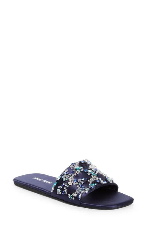 Miu Miu Strass Slide Sandal - Baltico