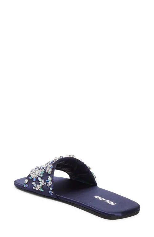Miu Miu Strass Slide Sandal - Baltico