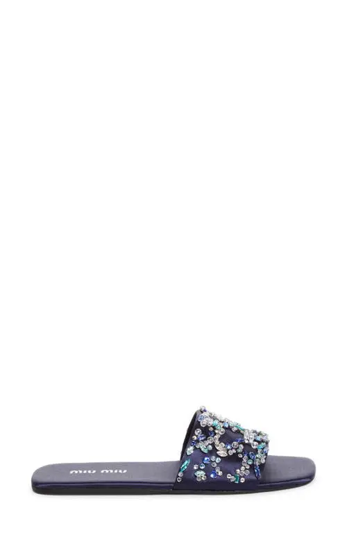 Miu Miu Strass Slide Sandal - Baltico