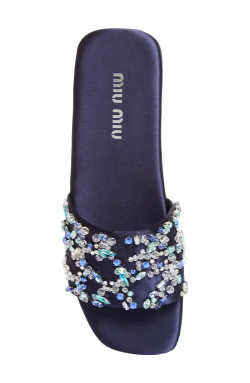 Miu Miu Strass Slide Sandal - Baltico