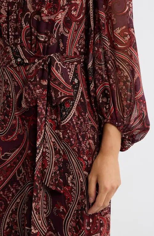 Eliza J Long Sleeve Paisley Print Maxi Dress
