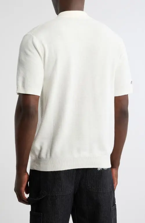 MALBON Crosscut Knit Polo - Ivory