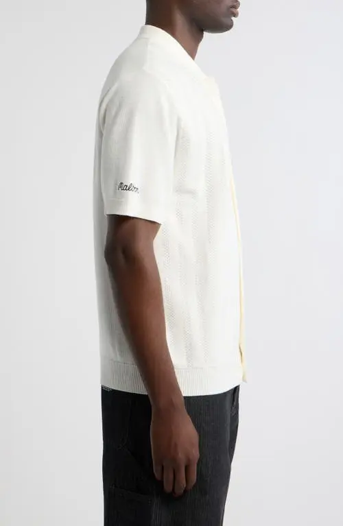 MALBON Crosscut Knit Polo - Ivory