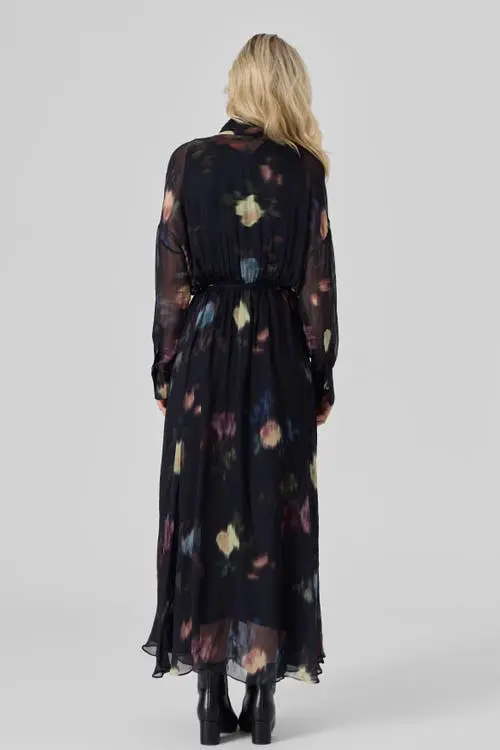 LE FAFO Silk Chiffon Neck-tie Maxi Dress