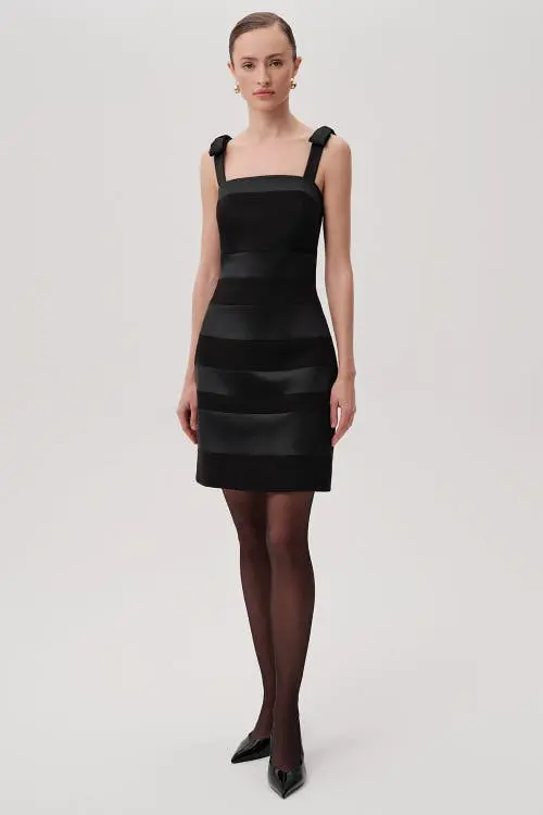 EXQUISE Ribbon Strap Mini Dress