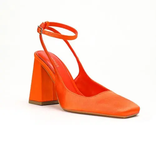 KNEETOES Madison Ivory Block Heels - Orange
