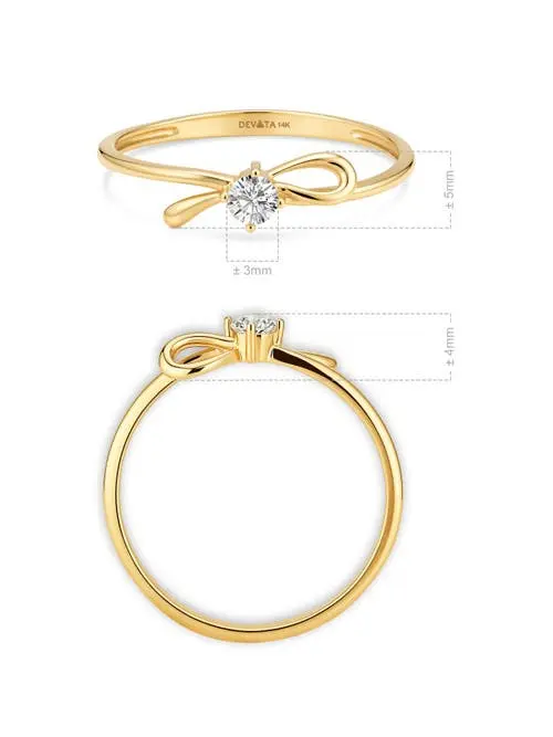 DEVATA 14k Love Knot Ring With Cubic Zirconia
