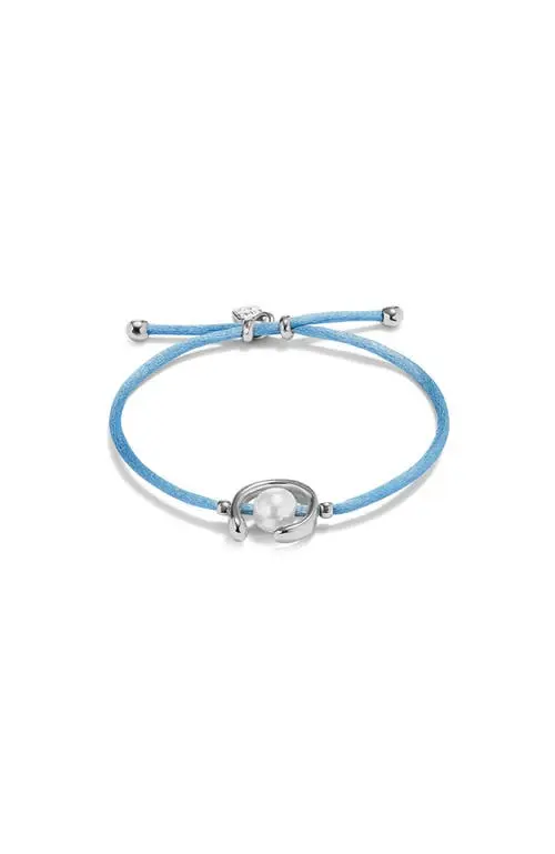 UNODE50 Blue Thread Bracelet With Pearl Shell Trimmings Plated