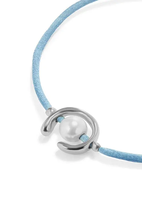 UNODE50 Blue Thread Bracelet With Pearl Shell Trimmings Plated