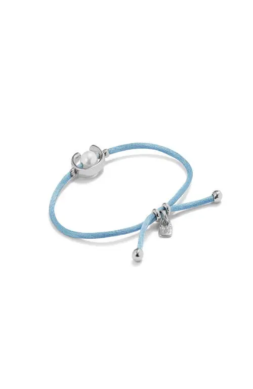 UNODE50 Blue Thread Bracelet With Pearl Shell Trimmings Plated