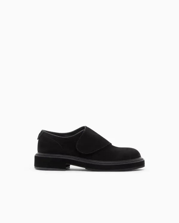 Giorgio Armani Suede Monk Strap Slippers With Leather Lining And Rubber Sole