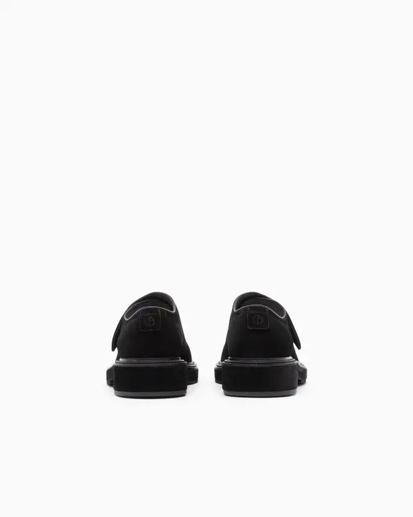 Giorgio Armani Suede Monk Strap Slippers With Leather Lining And Rubber Sole