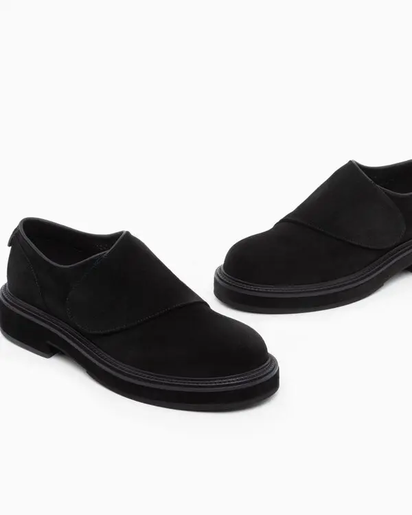 Giorgio Armani Suede Monk Strap Slippers With Leather Lining And Rubber Sole