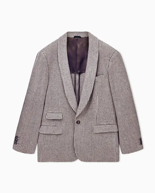 Giorgio Armani Blazer Heritage Oversized Cashmere Wool Micro Jacquard Knit