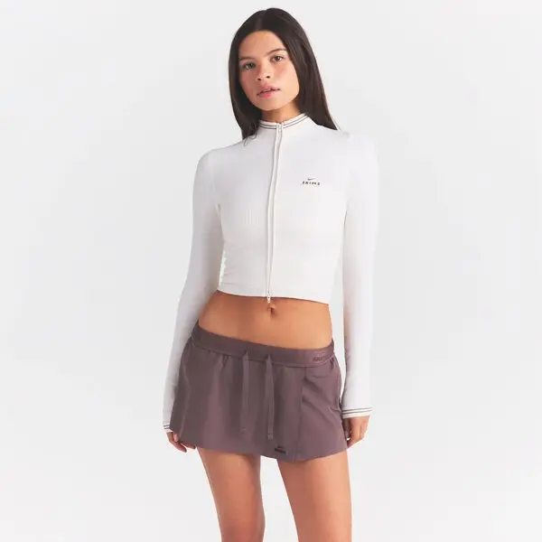 SKIMS Zip Up Crop Jacket | White | Small | Nike Ribbed Seamless