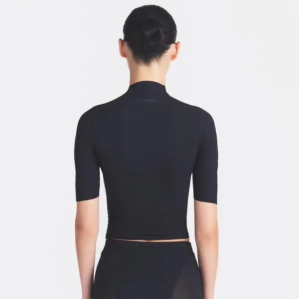 SKIMS Mock Neck Short Sleeve T-shirt - Obsidian