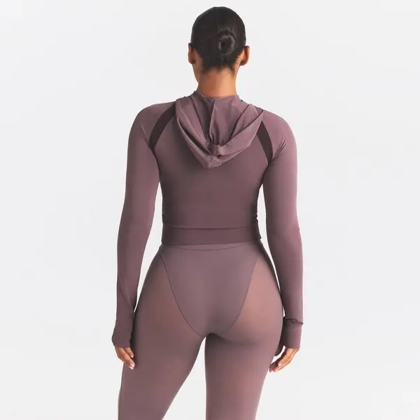 SKIMS Shrunken Zip Hoodie | Deep Neutral | | Nike Stretch Knit