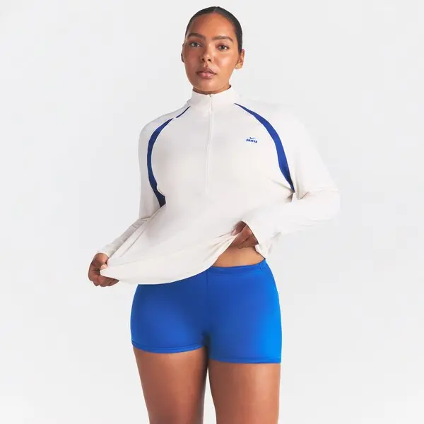 SKIMS Long Sleeve Half Zip | Blue | | Nike Stretch Knit