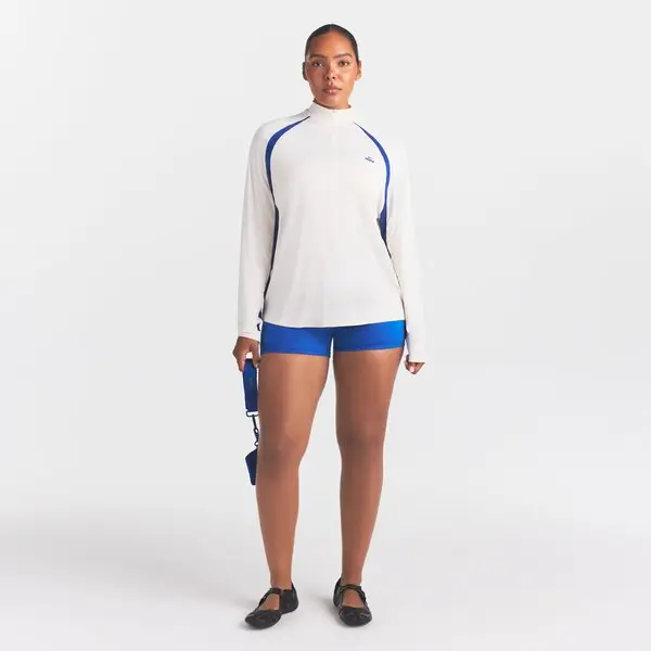 SKIMS Long Sleeve Half Zip | Blue | | Nike Stretch Knit