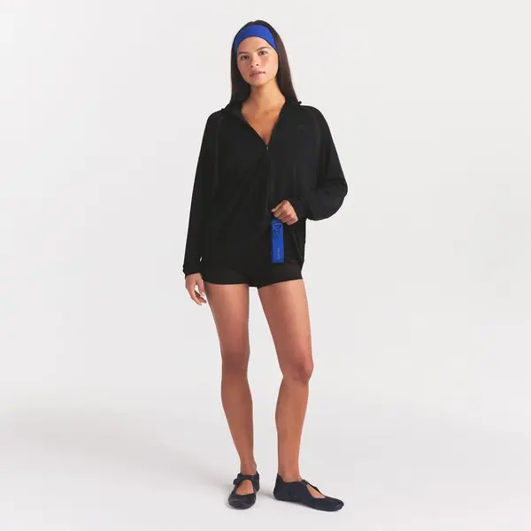 SKIMS Long Sleeve Half Zip | Black | | Nike Stretch Knit