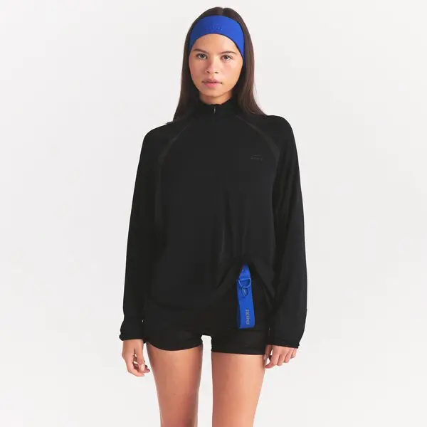 SKIMS Long Sleeve Half Zip | Black | | Nike Stretch Knit