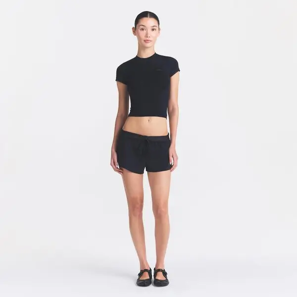 SKIMS Cropped T Shirt | Black | | Nike Stretch Knit
