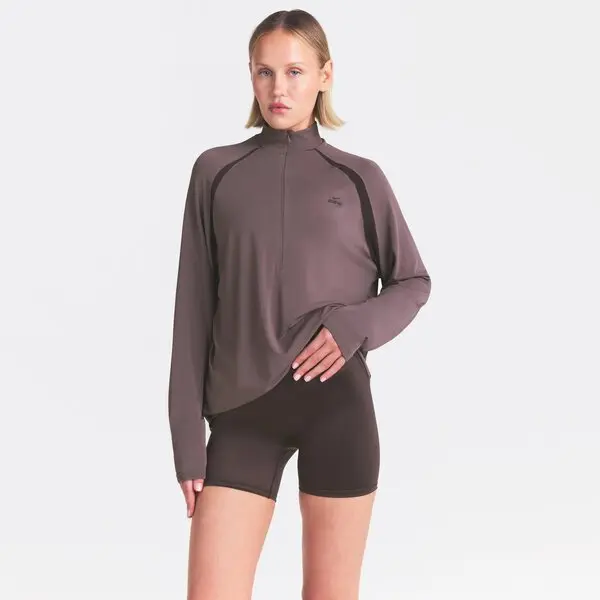SKIMS Long Sleeve Half Zip | Deep Neutral | | Nike Stretch Knit
