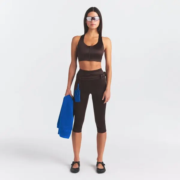 SKIMS Racerback Zip Front Bra | Deep Neutral | | Nike Satin Shine