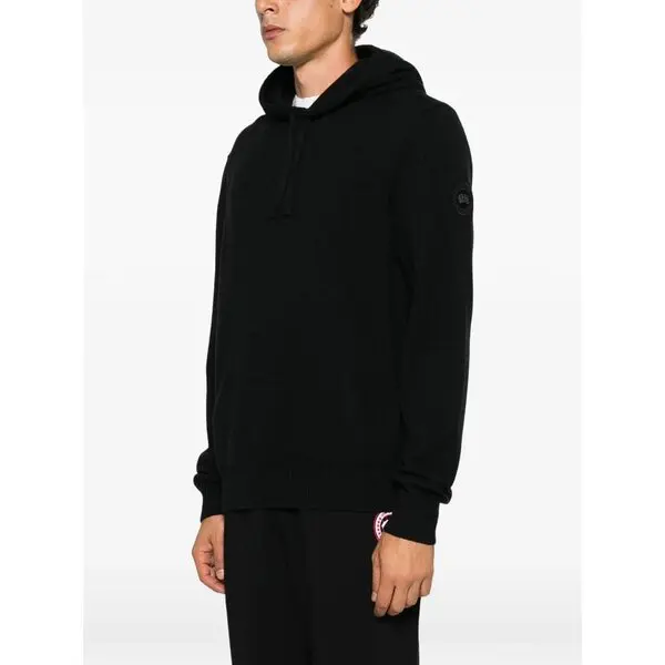 Canada Goose Logo Patch Knitted Hoodie - Black