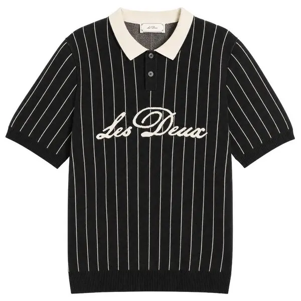 LES DEUX Pinstripe Knitted Polo