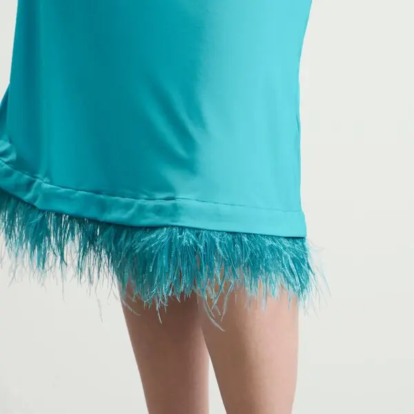 HOSBJERG Esme Feather-trimmed Midi Skirt