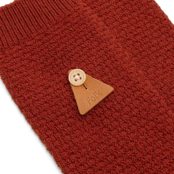 Folk Ribbed Knit Crew Socks With Embroidered Patch Branding