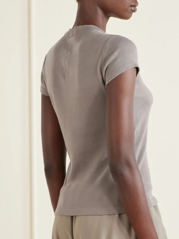 Rick Owens Level Cropped Cotton-jersey T-shirt - Gray