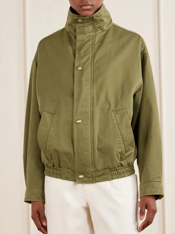 NILI LOTAN Klaire Cotton Shell Blouson Jacket - Green