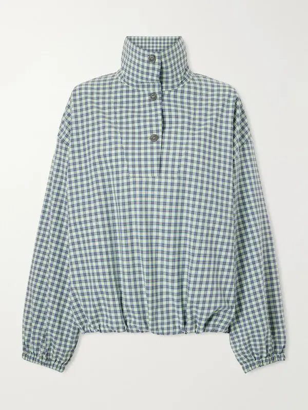 Marni Gathered Checked Cotton Blouse