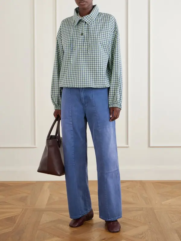 Marni Gathered Checked Cotton Blouse
