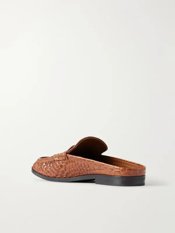 Simkhai Dean Croc-effect Leather Slip-ons