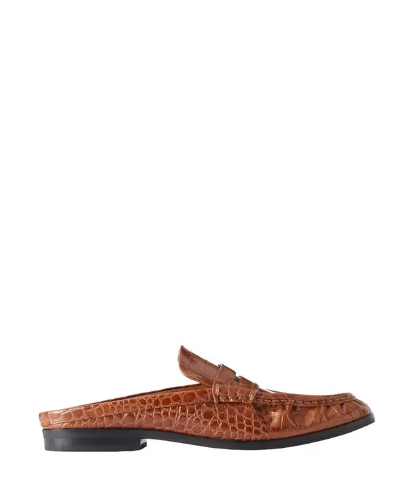 Simkhai Dean Croc-effect Leather Slip-ons - Brown