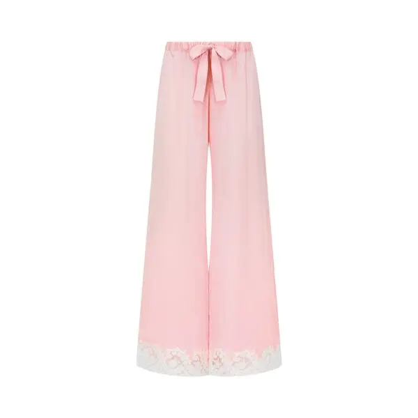 SCARLETT GASQUE Jayne Silk Wide Leg Pants With Lace Trim