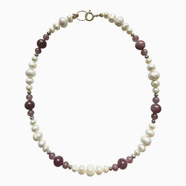 LARSUU White / Pink Blush Pearl Necklace