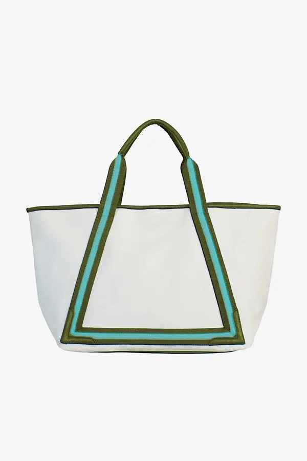Helen Jon Canvas Beach Tote With Vegan Leather Trim - Fatigue