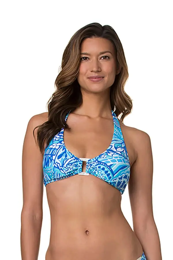 Helen Jon Shell Halter Bikini Top - Blue Grotto